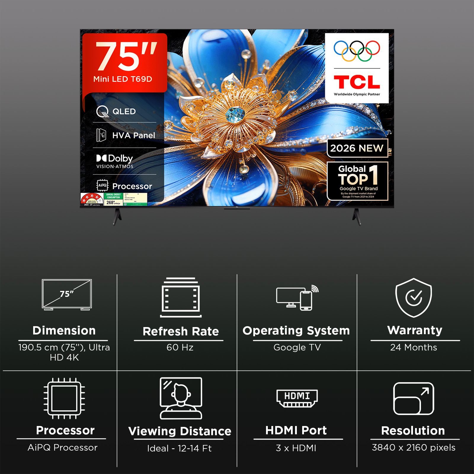 Buy TCL T series 190.5 cm (75 inch) QLED 4K Super Ultra HD Smart Google ...