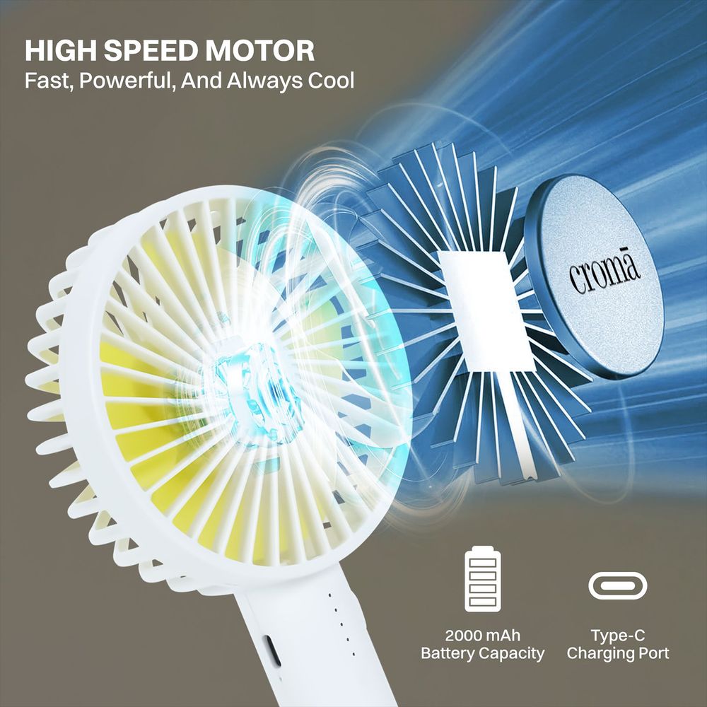 Buy Croma AF2305 4 Blade Rechargeable Personal Fan with 2000 mAh ...