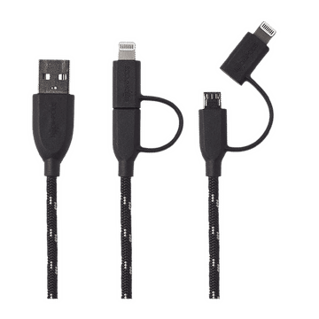 Buy Boompods 1 Meter USB (Type-A) to Micro USB + Lightning Power ...