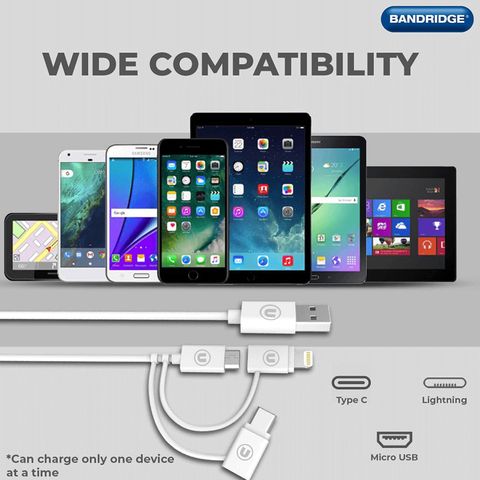 Buy Bandridge 1 Meter USB 3.0 to USB Type-C 3.0 Micro USB 2.0 Lightning ...