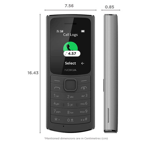 Buy Nokia 110 12LYRB21A01 (128MB, Dual SIM, Rear Camera, Charcoal ...