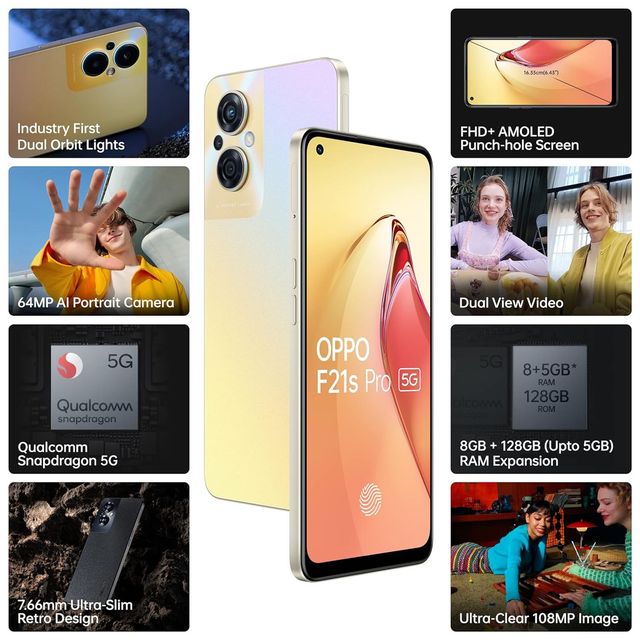 Buy OPPO F21s Pro 5G (8GB RAM, 128GB, Dawnlight Gold) | With 33W Fast ...