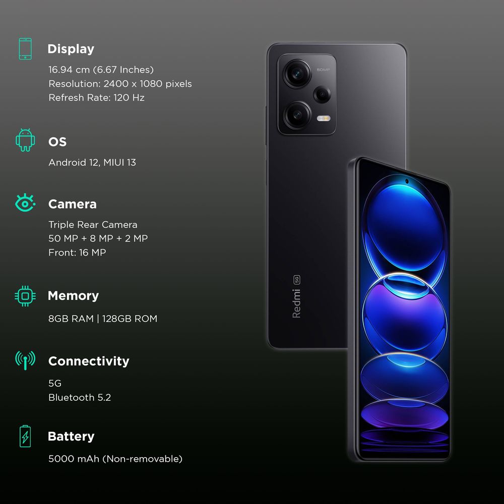 Buy Redmi Note 12 Pro 5G (8GB RAM, 128GB, Onyx Black) Online - Croma
