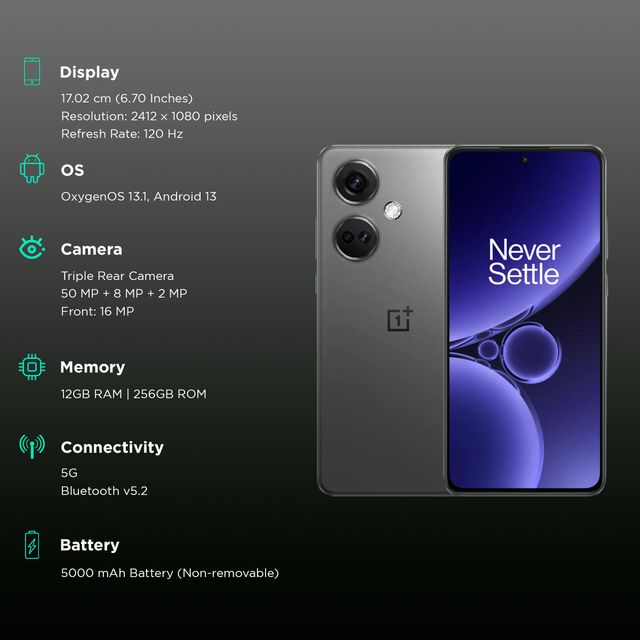 Buy OnePlus Nord CE3 5G (12GB RAM, 256GB, Gray Shimmer) Online - Croma