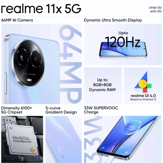 Buy realme 11x 5G (8GB RAM, 128GB, Purple Dawn) Online - Croma
