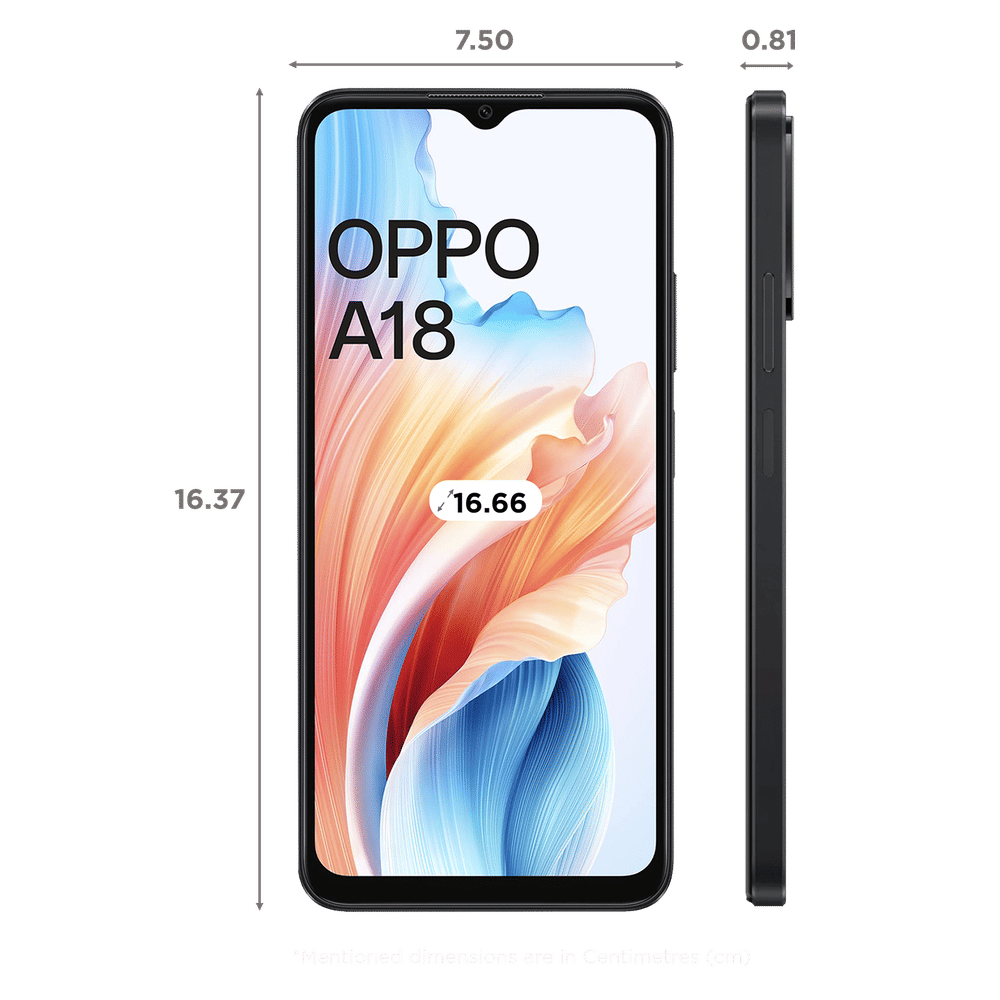 Buy oppo A18 (4GB RAM, 64GB, Glowing Black) Online - Croma
