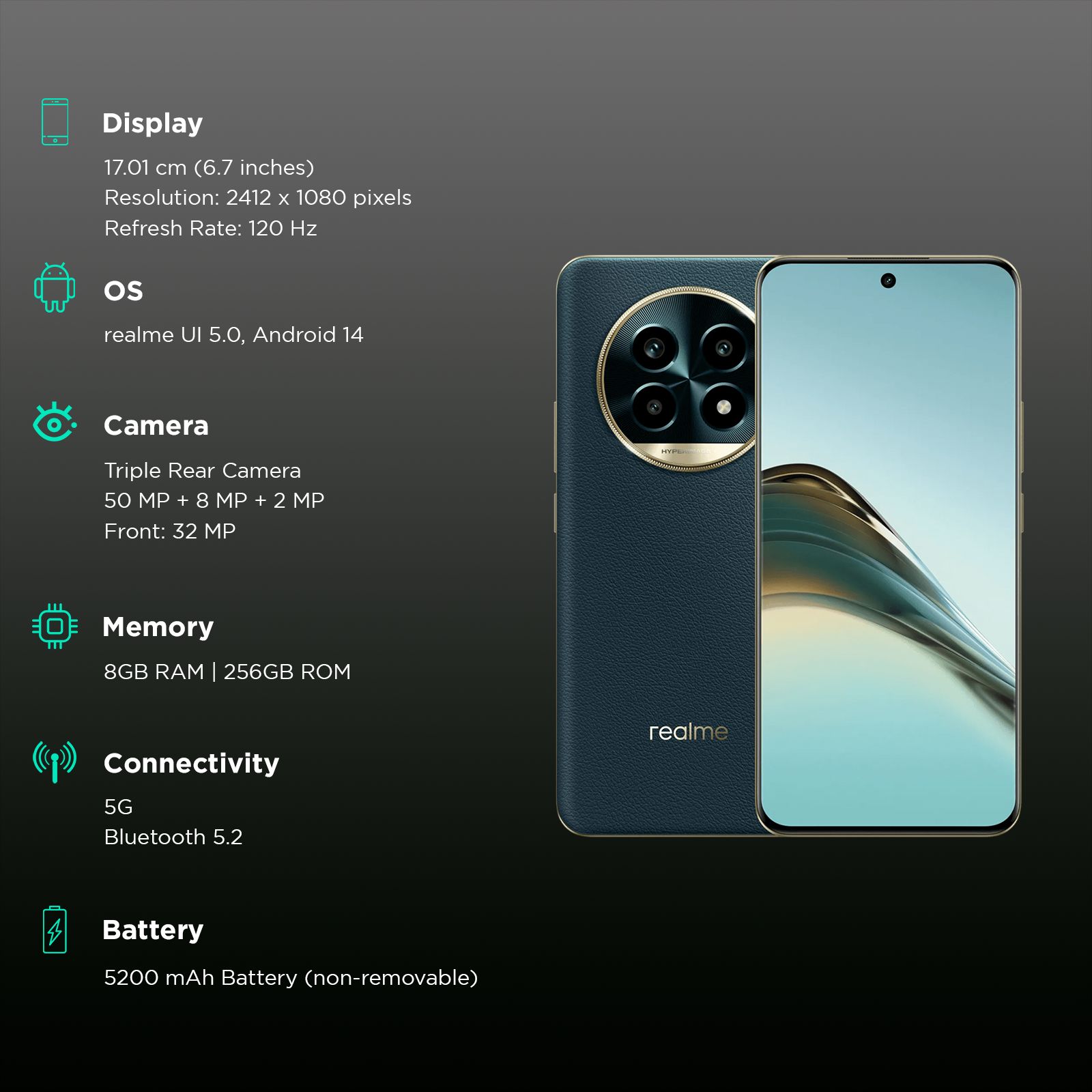 Buy realme 13 Pro 5G (8GB RAM, 256GB, Emerald Green) Online - Croma
