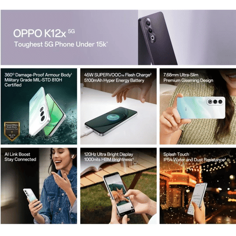 Buy oppo K12x 5G (6GB RAM, 128GB, Breeze Blue) Online – Croma