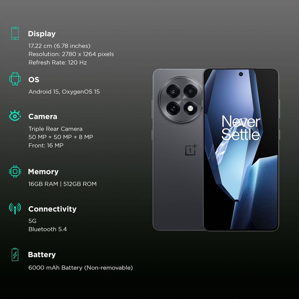 Buy OnePlus 13R 5G (16GB RAM, 512GB, Nebula Noir) Online - Croma
