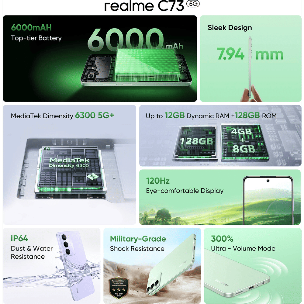 Buy realme C73 5G (4GB RAM, 64GB, Onyx Black) Online - Croma