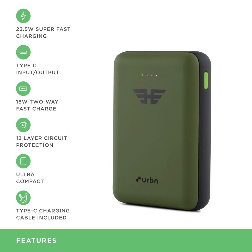 Buy urbn 10000 mAh 22.5W Fast Charging Power Bank (1 Type A & 1 Type C ...
