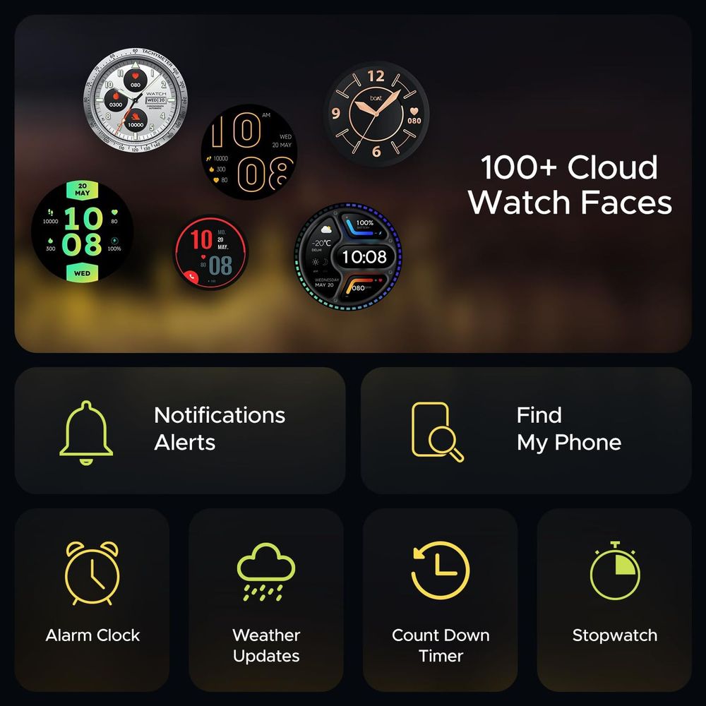 Buy boAt Lunar Connect Ace Smartwatch with Bluetooth Calling (36.3mm ...