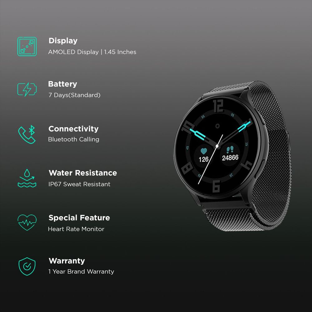 Buy boAt Lunar Prime Smartwatch with Bluetooth Calling (36.8mm AMOLED ...