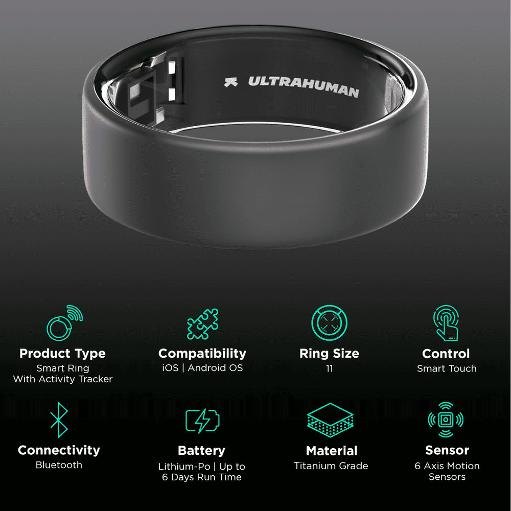 Buy Ultrahuman Ring Air Smart Ring with Activity Tracker (Size 11, 6 ...
