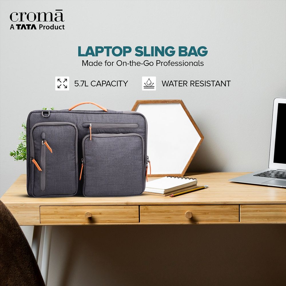 Buy Croma Polyester Fabric Sling Bag for 15.6 Inch Laptop (5.7 L, Water ...
