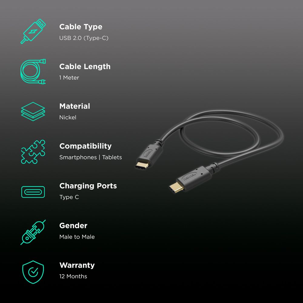 Buy Hama Type C to Type C 3.3 Feet (1M) Cable (Sync and Charge, Black ...