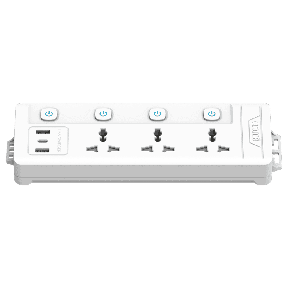 Buy Croma 6 Amps 3 Sockets Surge Protector with Individual Switch (2 ...
