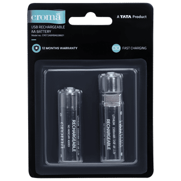 Buy Croma 1500 mAh Alkaline AA Rechargeable Battery (Pack of 2) Online ...
