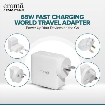 Buy Croma 65W Type C 2-Port Fast Charger (Adapter Only, Advance GaN ...