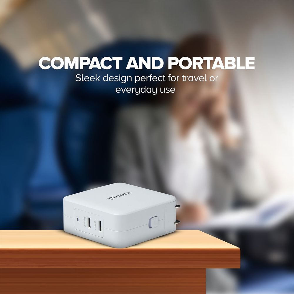 Buy Croma 65W Type C 2-Port Fast Charger (Adapter Only, Advance GaN ...