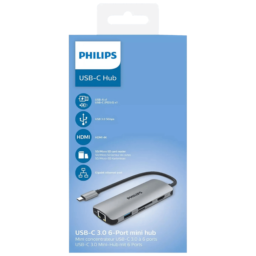 Buy Philips 6-in-1 USB 3.0 Type C to RJ45, USB 3.0 Type C, USB 3.0 Type ...
