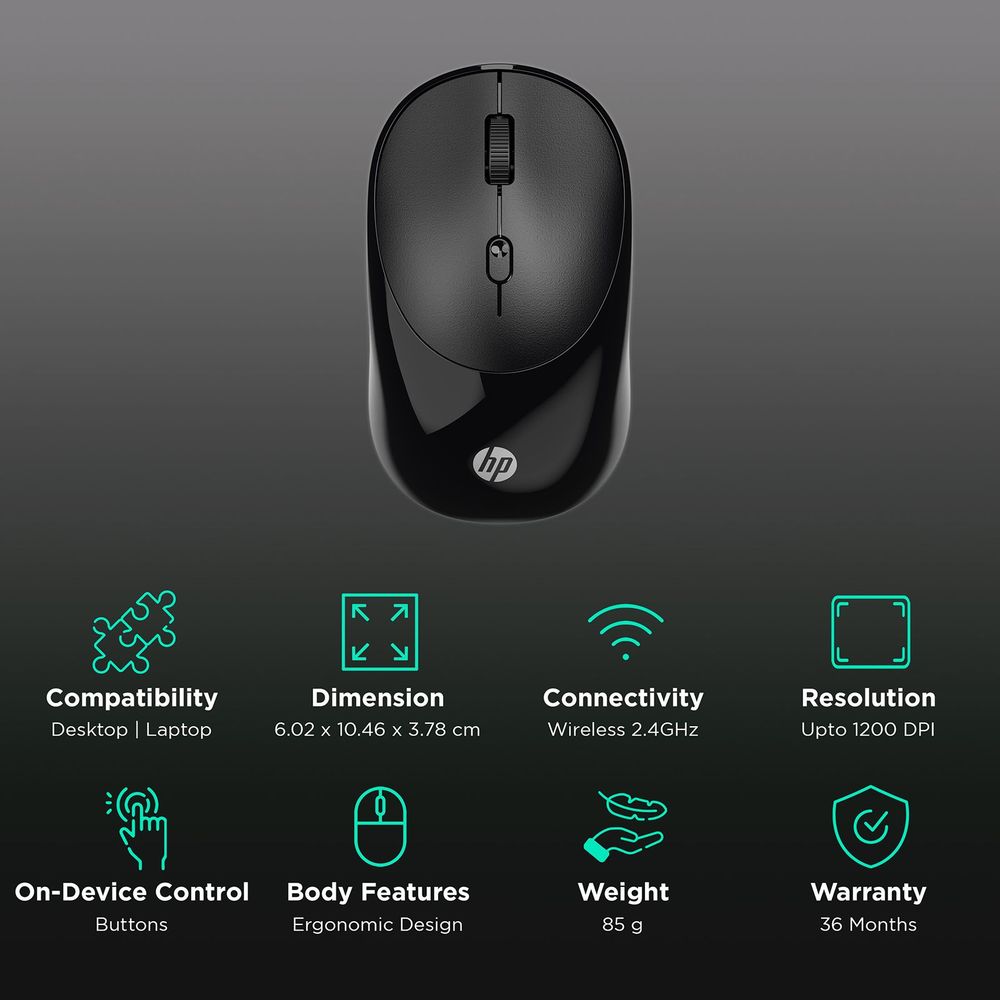 Buy HP M090 2.4GHz Wireless Optical Mouse with 1 Million Key Life (1200 ...