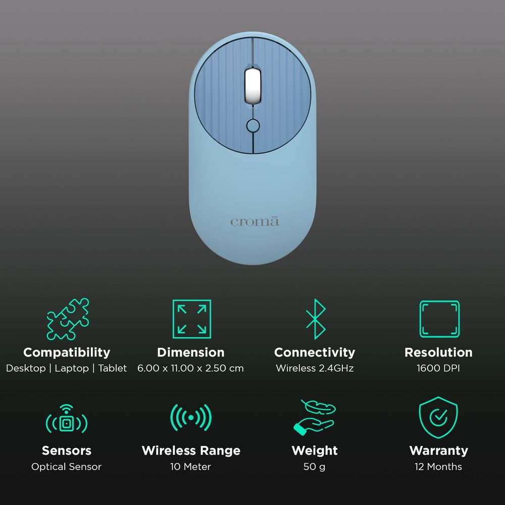 Buy Croma 2.4 GHz Wireless Optical Mouse with Power Saving Feature ...