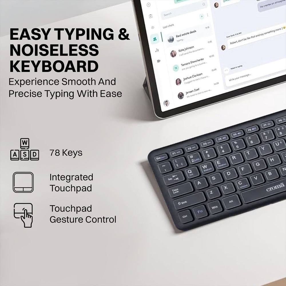 Buy Croma 2.4 GHz Wireless Keyboard with Touchpad (Gesture Control ...