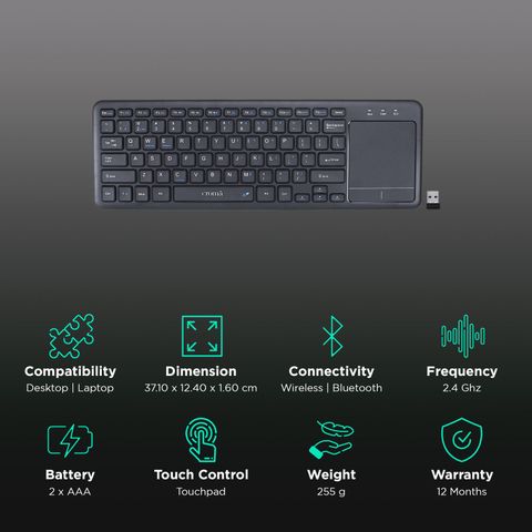 Buy Croma 2.4 GHz Wireless Keyboard with Touchpad (Gesture Control ...