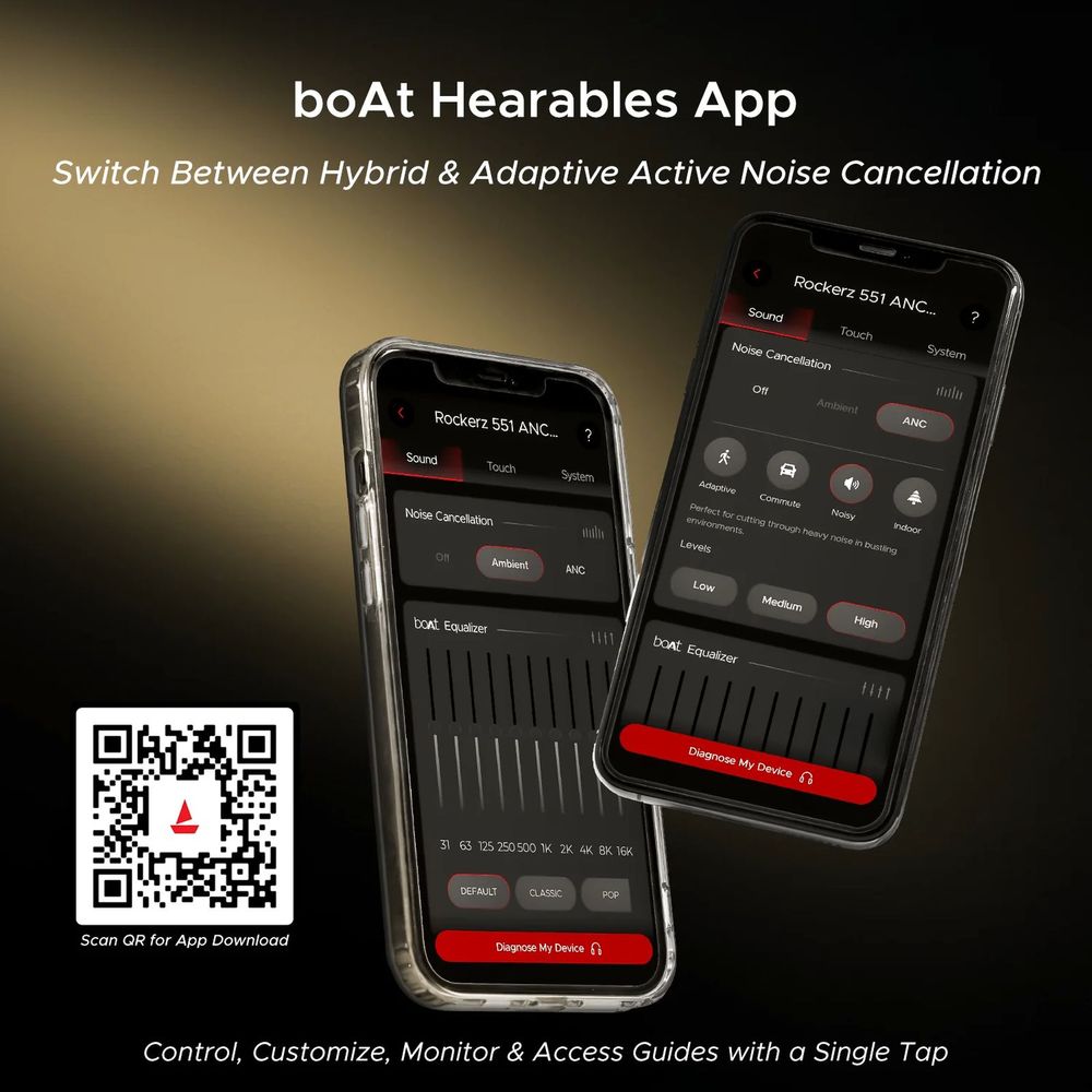 Buy boAt Rockerz 551 ANC Pro Bluetooth Headphone with Mic (Active Noise ...