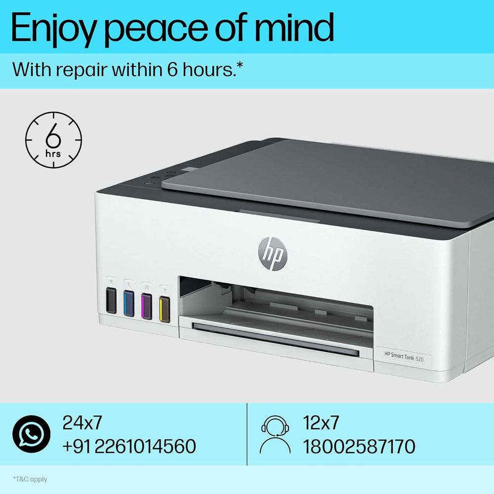 Buy HP Smart Tank 520 All in One Inkjet Printer with Smart Guided ...