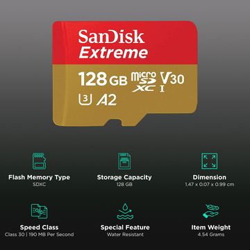 Buy SanDisk Extreme MicroSDXC 128GB Class 10, Class 30, Class 3 190MB/s ...