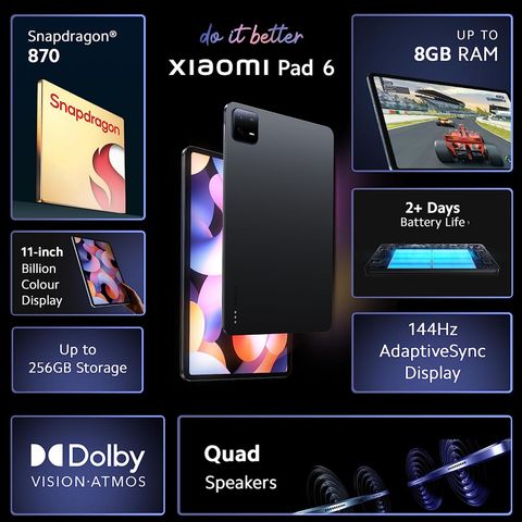 Buy Xiaomi Pad 6 Wi-Fi Android Tablet (11 Inch, 8GB RAM, 256GB ROM ...