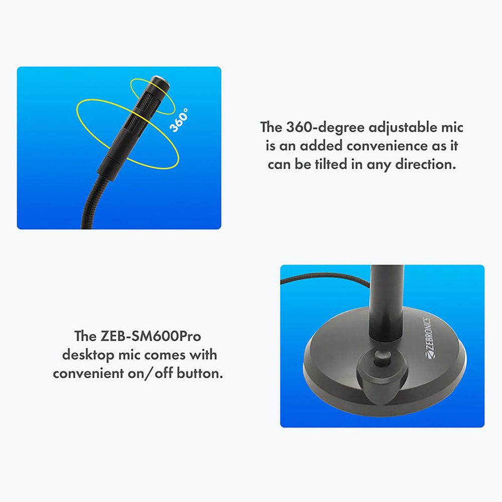 Buy ZEBRONICS Zeb-SM600 Pro 3.5 Jack Wired Microphone with Crisp ...