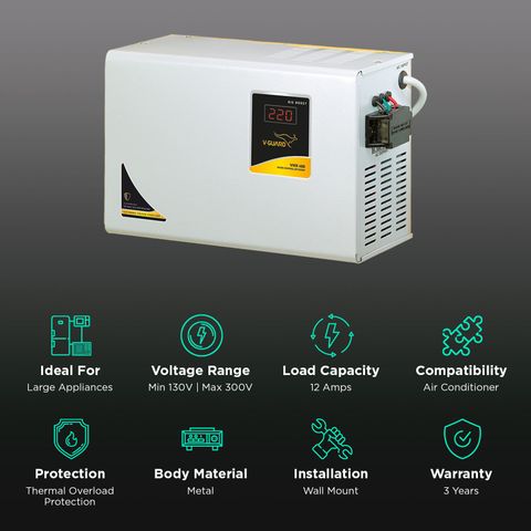 Buy V-GUARD 12 Amps Voltage Stabilizer For Up to 1.5 Ton Air ...