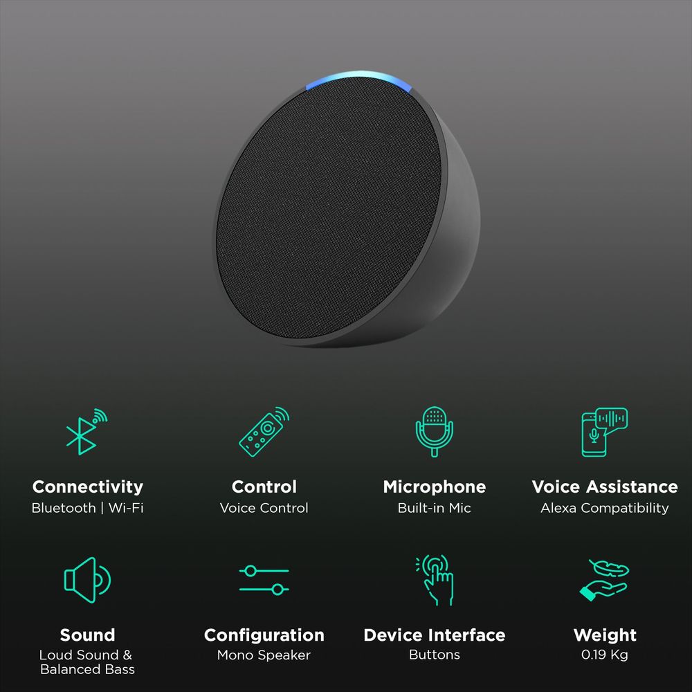 Buy amazon Echo Pop with Built-in Alexa Smart Wi-Fi Speaker (Balanced ...