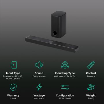 Buy LG S77TY 400W Bluetooth Soundbar with Remote (Dolby Atmos, 3.1.3 ...