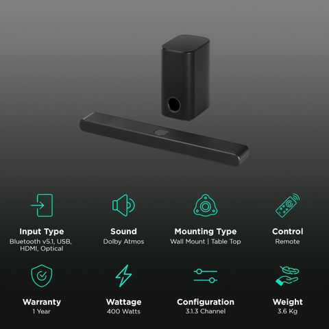 Buy LG S77TY 400W Bluetooth Soundbar with Remote (Dolby Atmos, 3.1.3 ...