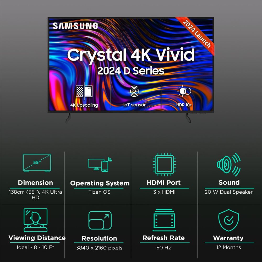 Buy SAMSUNG Crystal 4K Vivid 138 cm (55 inch) 4K Ultra HD LED Tizen TV ...
