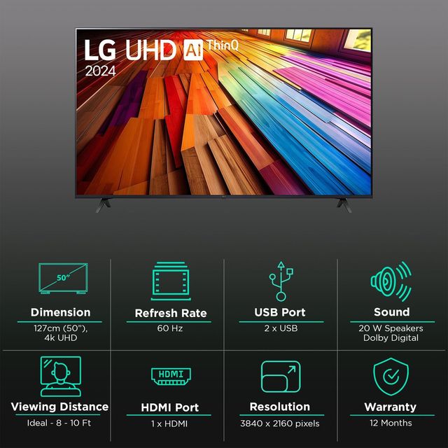 Buy LG AI UT80 127 cm (50 inch) 4K Ultra HD LED Smart WebOS TV with ...