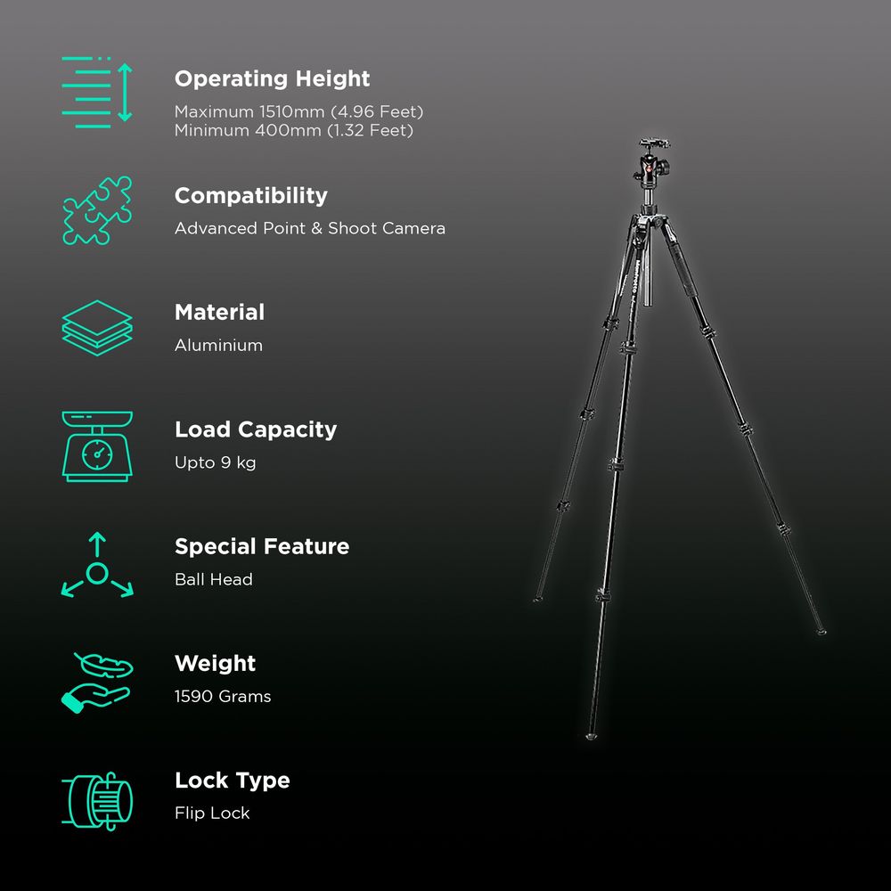 Buy Manfrotto Befree-Advanced 151cm Adjustable Tripod for Camera (360 ...