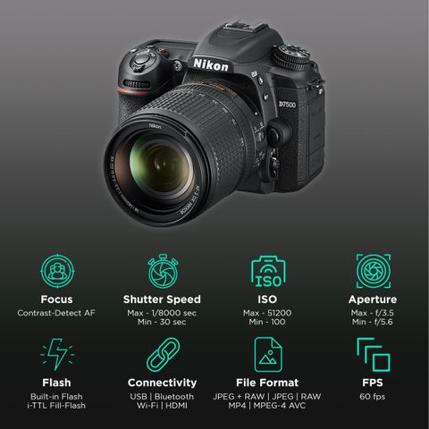 Buy Nikon D7500 20.9MP DSLR Camera (18-140 mm Lens, 23.5 x 15.7 mm ...
