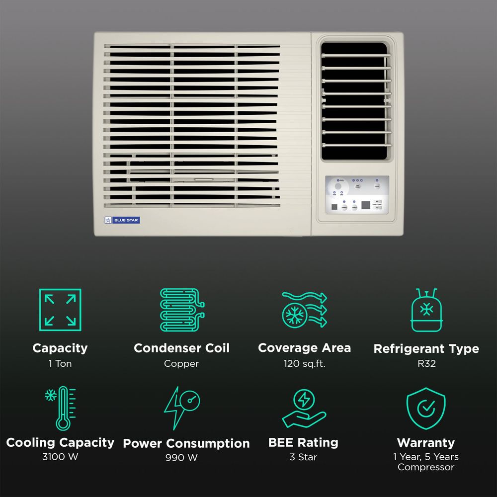Buy Blue Star L Series 1 Ton 3 Star Fixed Speed Window AC (2024 Model ...