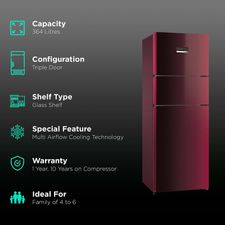 Buy BOSCH Series 4 335 Litres Frost Free Triple Door Convertible ...