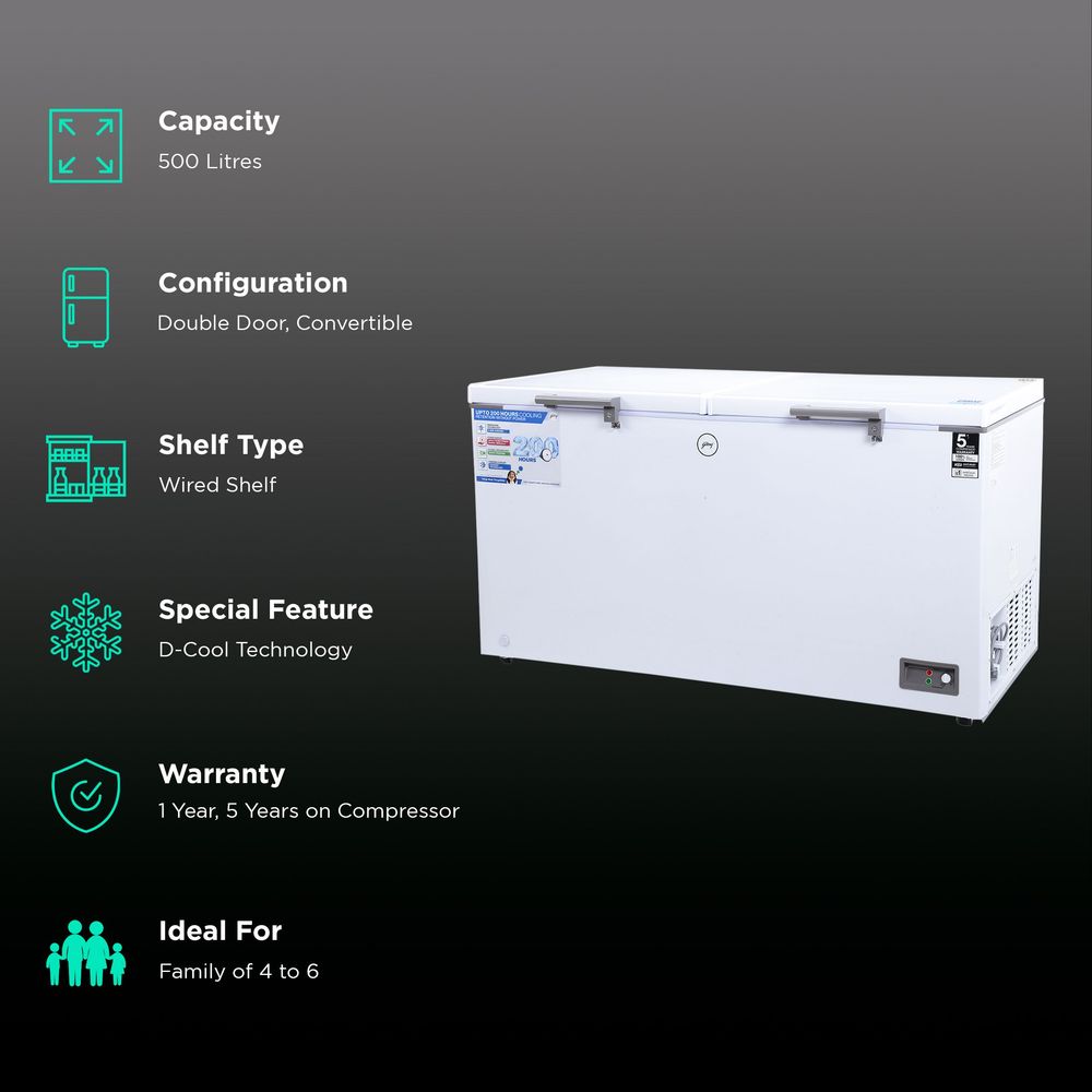 Buy Godrej Edge Penta 500 Litres 5 Star Double Door Deep Freezer ...