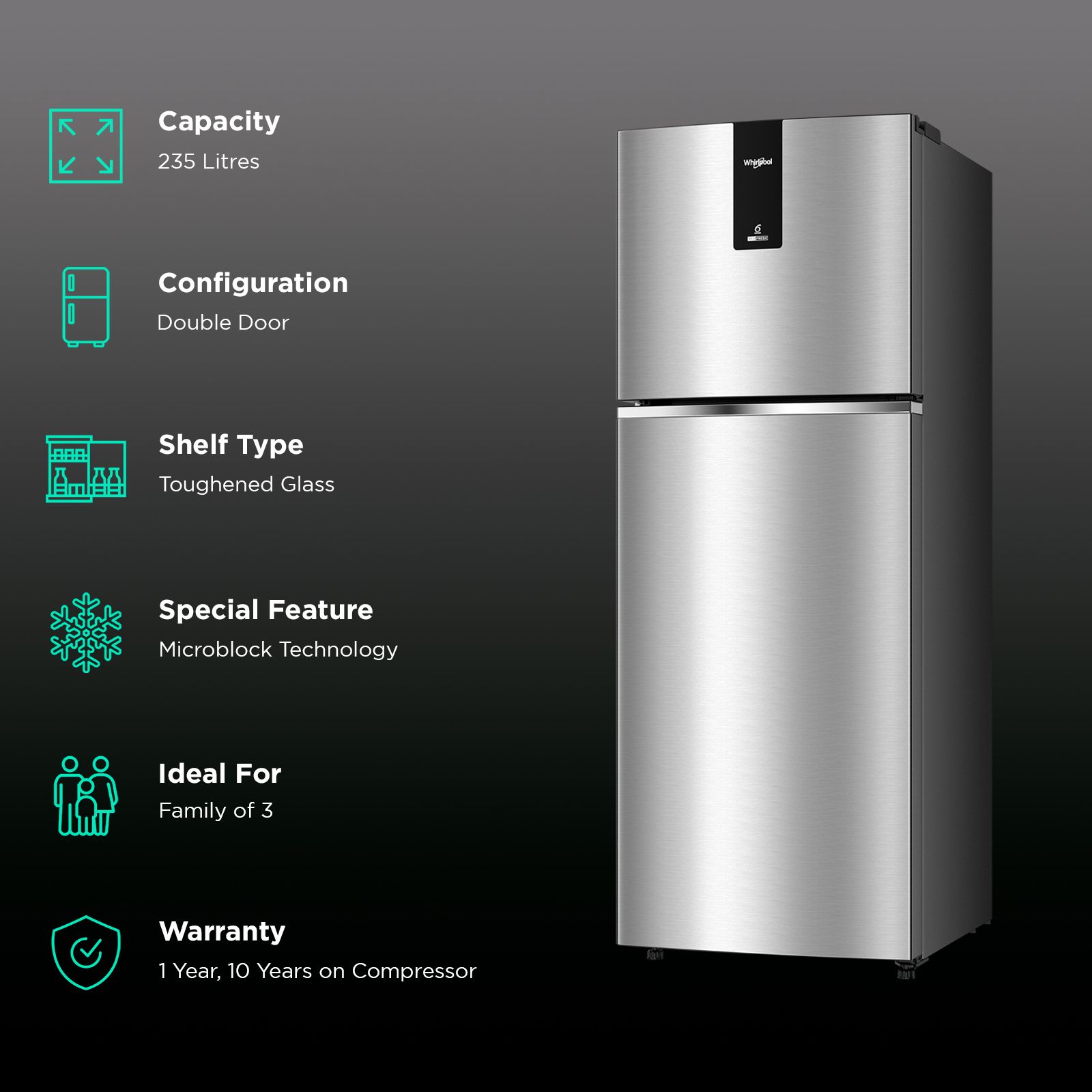 Buy Whirlpool Neofresh 235 Litres 2 Star Frost Free Double Door ...