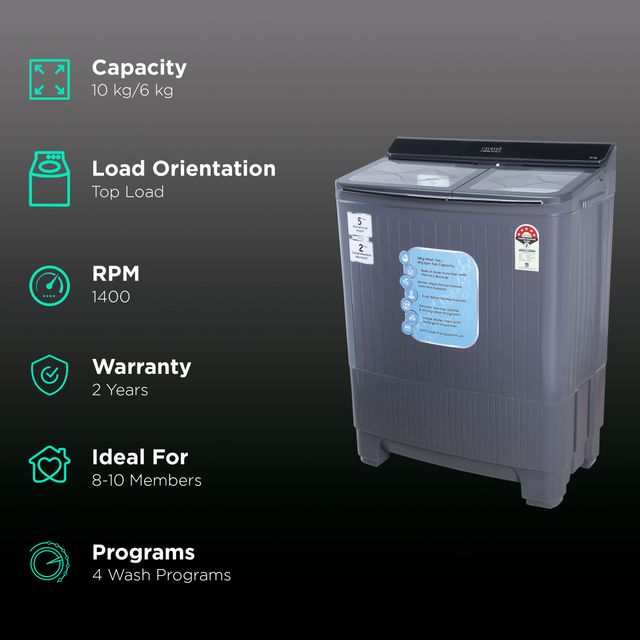 Buy Croma 10 kg 5 Star Semi Automatic Washing Machine with Dual ...