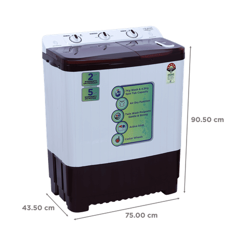 Buy Croma 7 kg 5 Star Semi Automatic Washing Machine with Built-in Soak ...