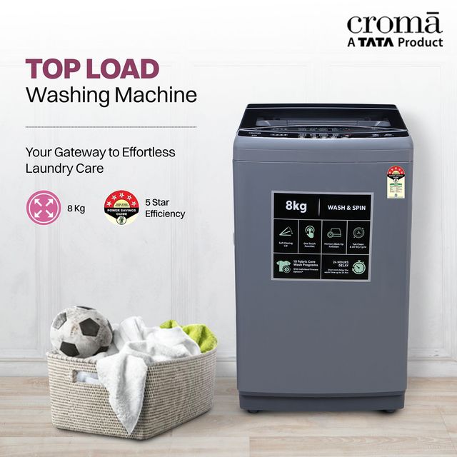 Buy Croma 8 kg 5 Star Fully Automatic Top Load Washing Machine ...