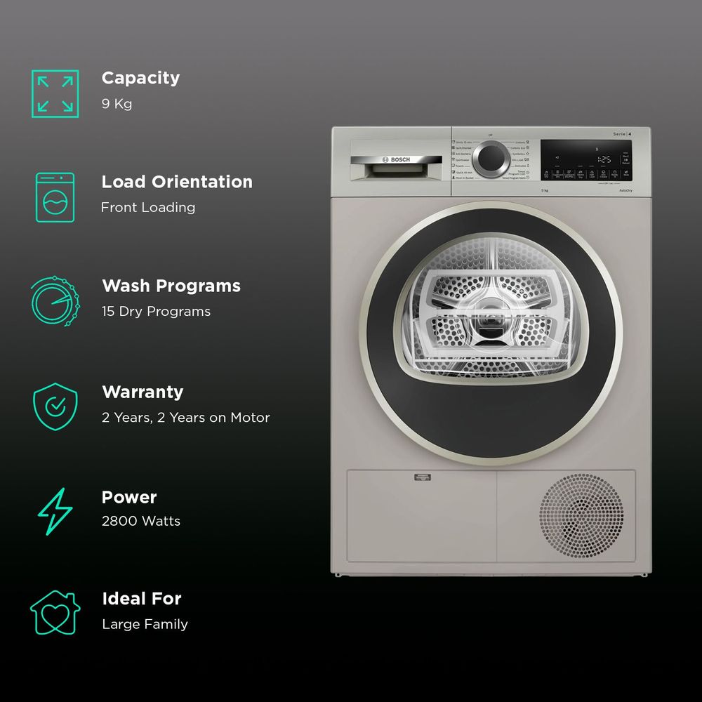 Buy BOSCH 9 kg Fully Automatic Front Load Dryer (Series 4, WPG24108IN ...